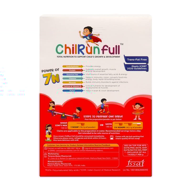 ChilRun Full 2+ Health and Nutrition Drink, Chocolate, 400g, Box. Total ...