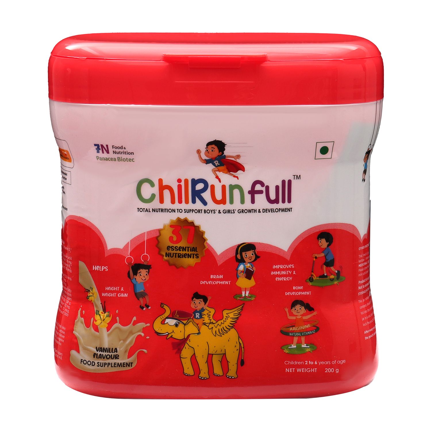 ChilRun Full 2+, Health and Nutrition Drink, Vanilla, 200g, Jar. Total ...