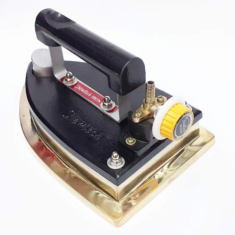 NEW TECH LP Gas Iron with Brass Base , 6.50 Kg Weight (Blue and Golden)