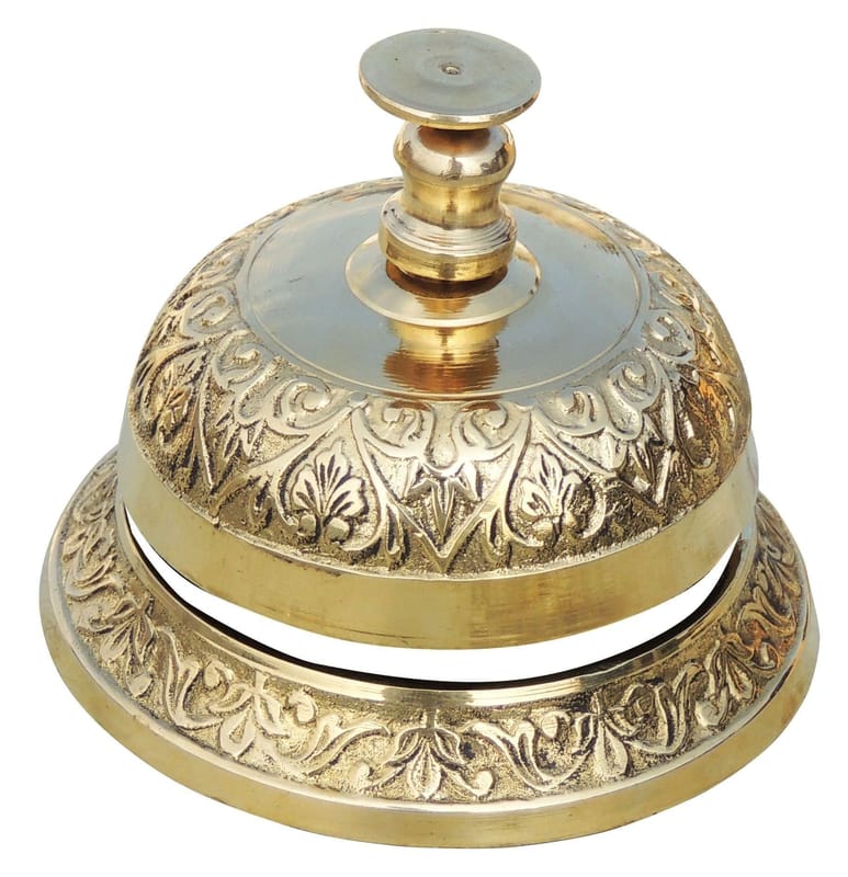 Brass Office Table Bell Embose - 3.7*3.7*3 inch (Z160 B)
