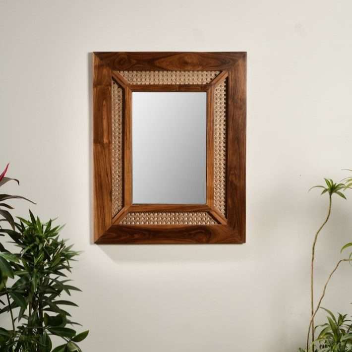 Vintage Teak Cane Wall Mirror | Premium Mirrors By Opaque Studio