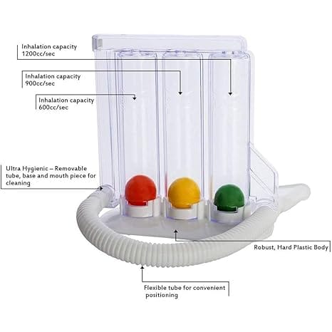 Deep Breathing Lung Exerciser, 3 Ball Respiratory Incentive Spirometer ...