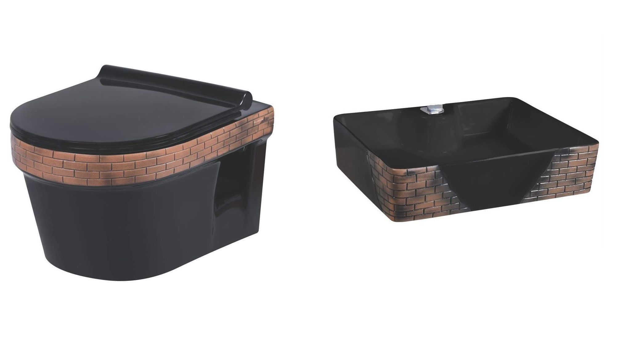 Belmonte Combo of Ceramic Wall Mounted Rimless Designer Western Commode ...