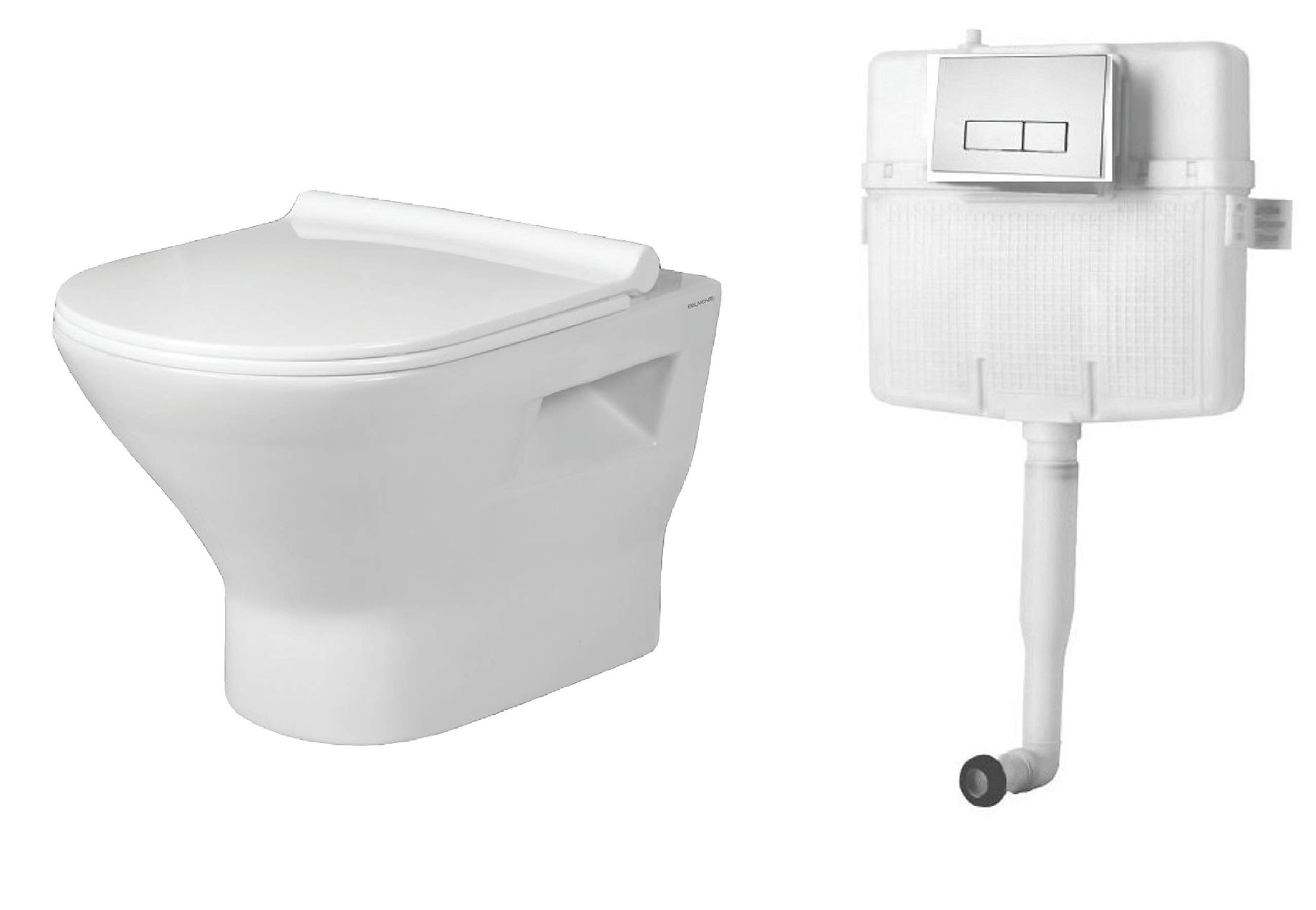 Belmonte Combo of Rimfree/Rimless Wall Mounted/Wall Hung Western Toilet ...