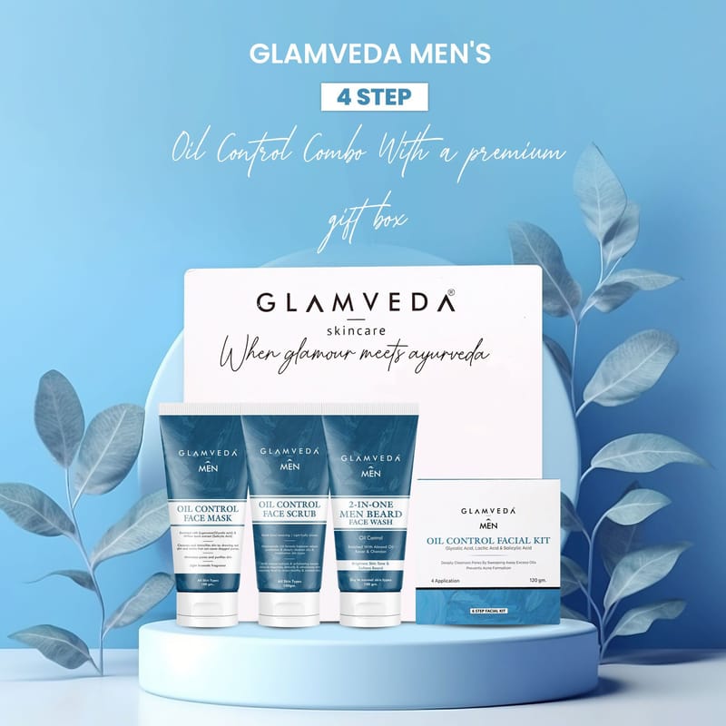Glamveda Men's 4-Step Oil Control Combo With a Premium Gift Box
