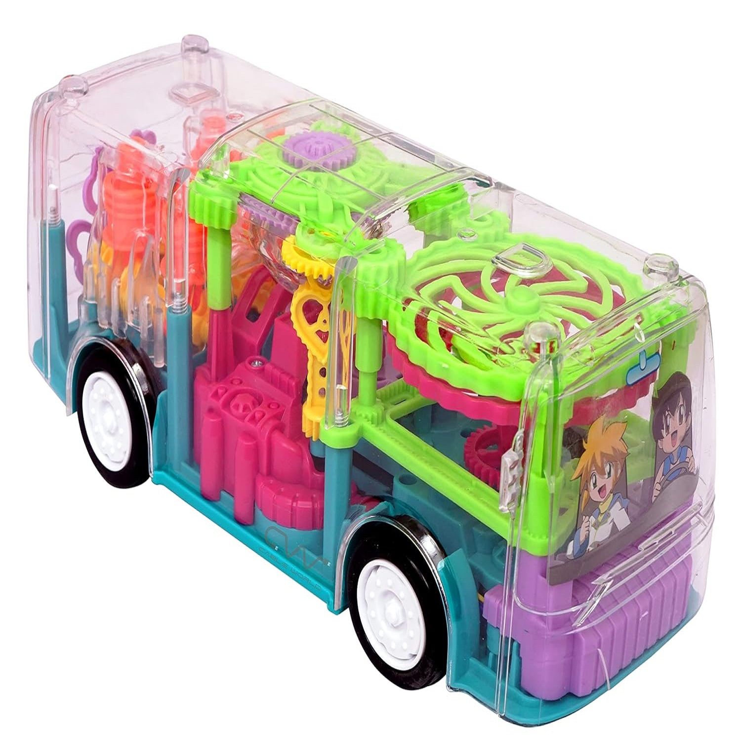 KTRS ENTERPRISE transparent gear bus toys battery power car electric ...