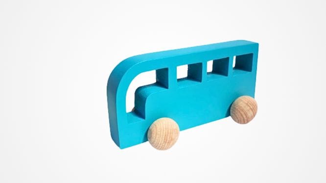 Wooden push pull toy bus