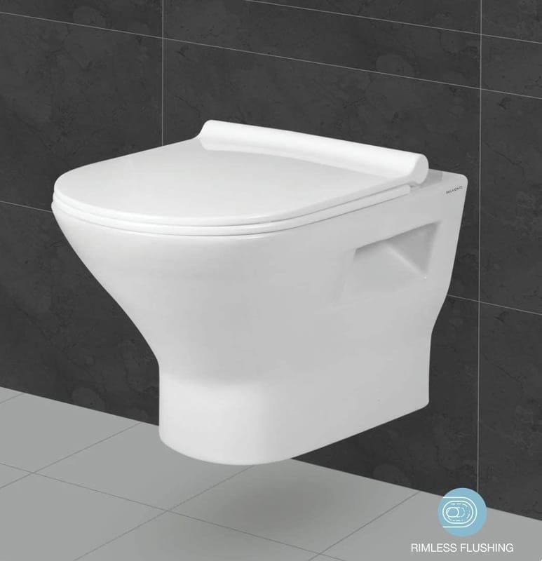 Belmonte Combo of Rimfree/Rimless Wall Mounted/Wall Hung Western Toilet ...