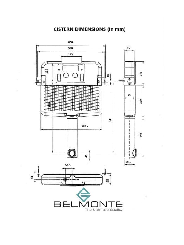 Belmonte Combo of Rimfree/Rimless Wall Mounted/Wall Hung Western Toilet ...
