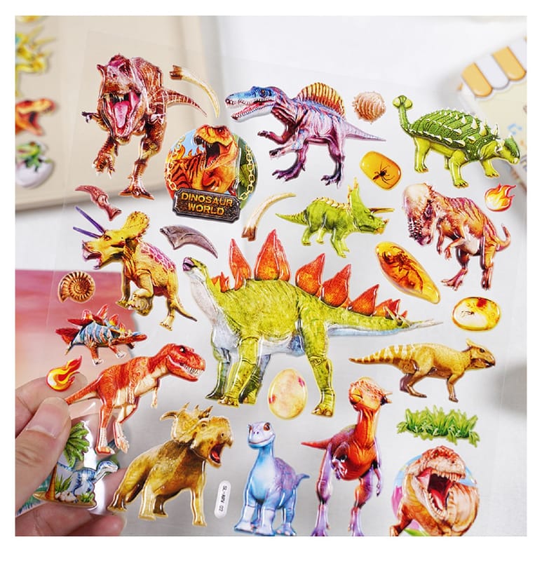 KTRS Enterprise 3D Puffy Sticker for Kids with Assorted Dinosaur, 2 ...
