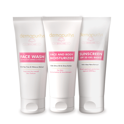 Derma Puritys 3-in-1 Skincare Combo - Gentle Face Wash (100 ml), SPF 50 ...