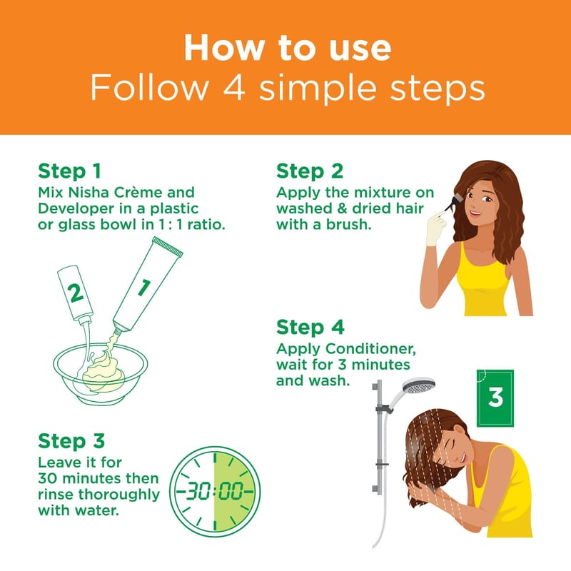 Nisha Creme Hair Color Combo Pack 4.0 Natural Brown (120g Box & 40g ...