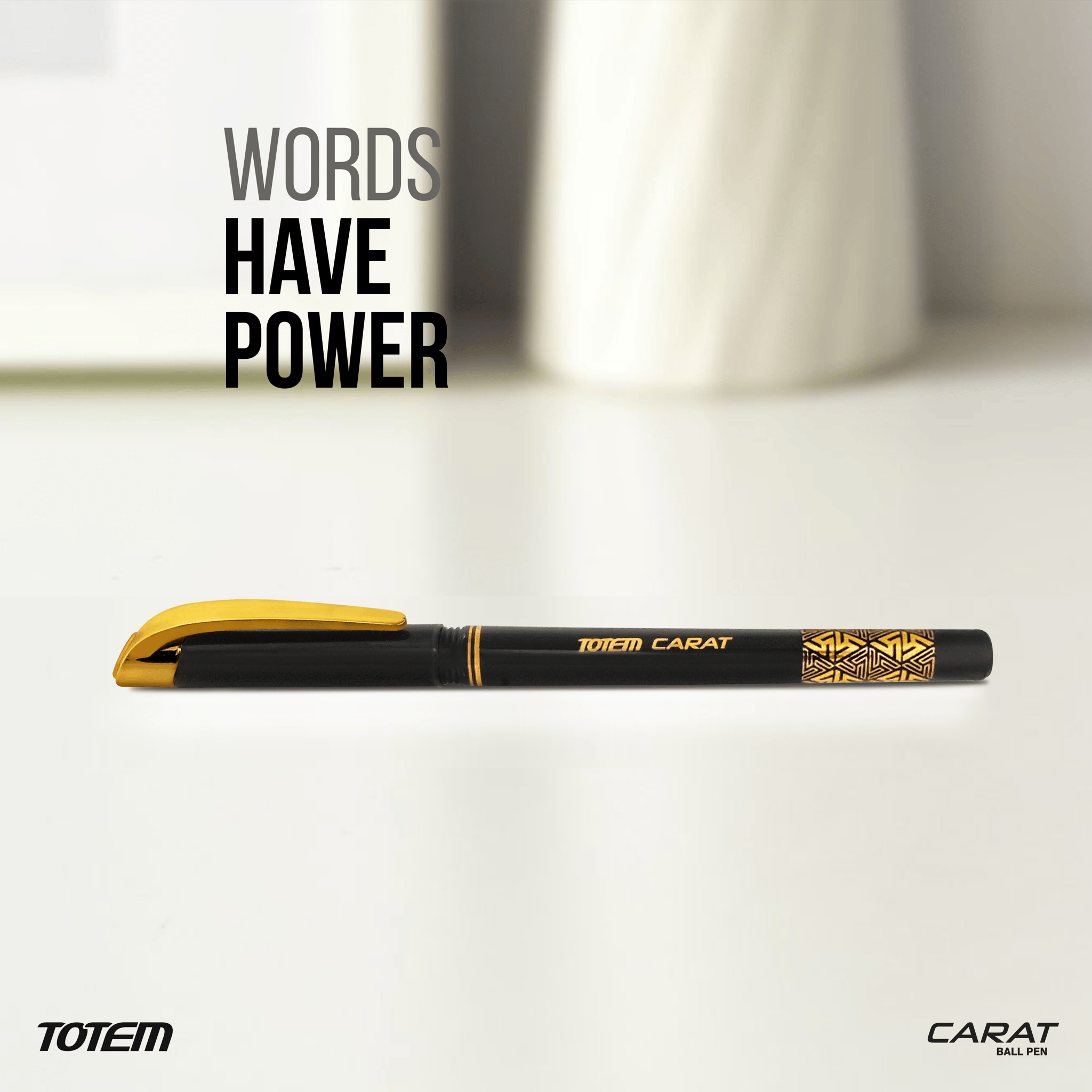 TOTEM Carat Ball Pens | 20 Black Ink Pens | Stylish Design | 0.7 mm Tip ...