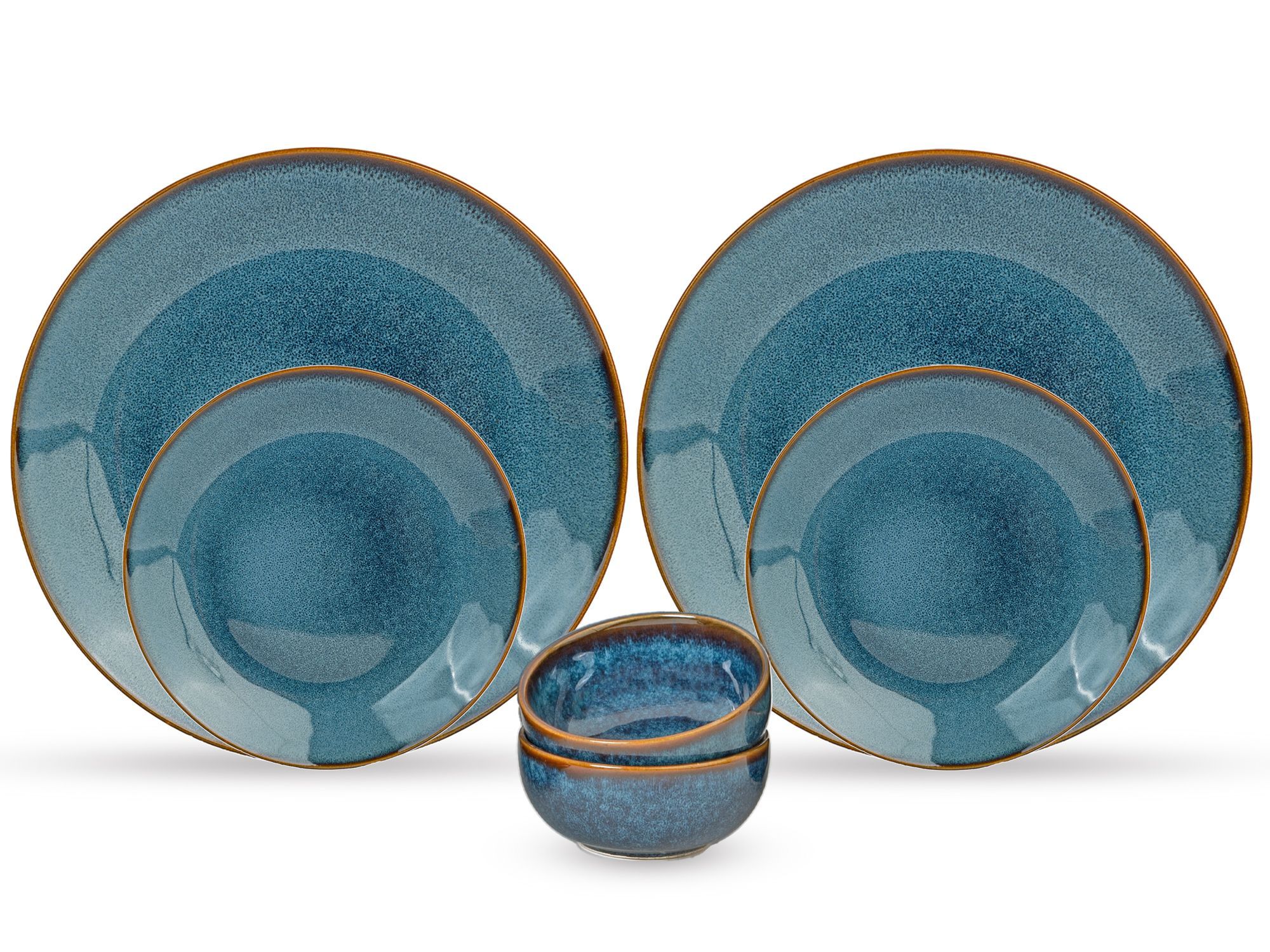 Handcrafted Stoneware Reactive Glaze Ceramic Dinner Set, 6 Pieces ...