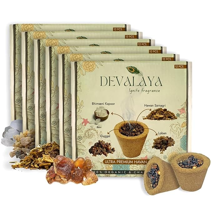 DEVALAYA Havan Cups for Pooja - Pack of 12 Cups, 100% Organic ...