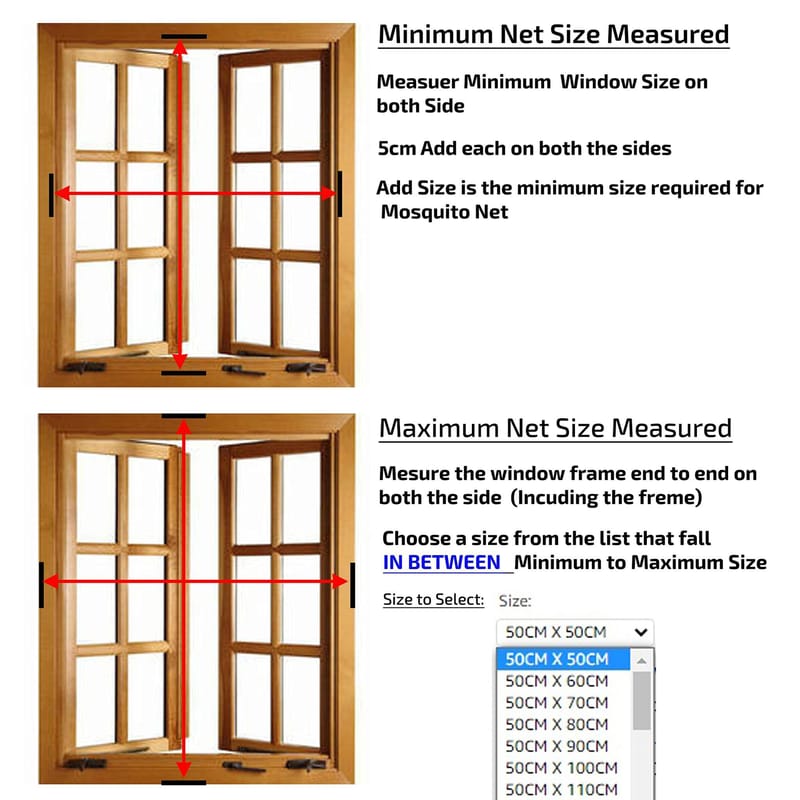 WNE Jaliwale Pre Stitched Window Mosquito net with Hook tap/Windows net ...