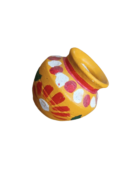 Handmade Miniature Clay Pot with Traditional Indian Design