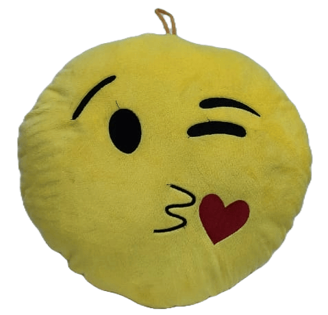 Yellow Smiley Face Emoji Plush Pillow - 12 Inches