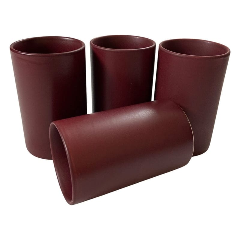 Ceramic Dining Matte Maroon Ceramic Glasses With Jug Set of 5