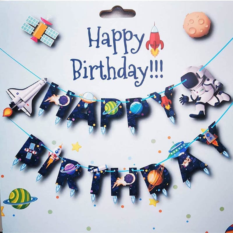 Wanna Party SPace Theme Birthday Banner