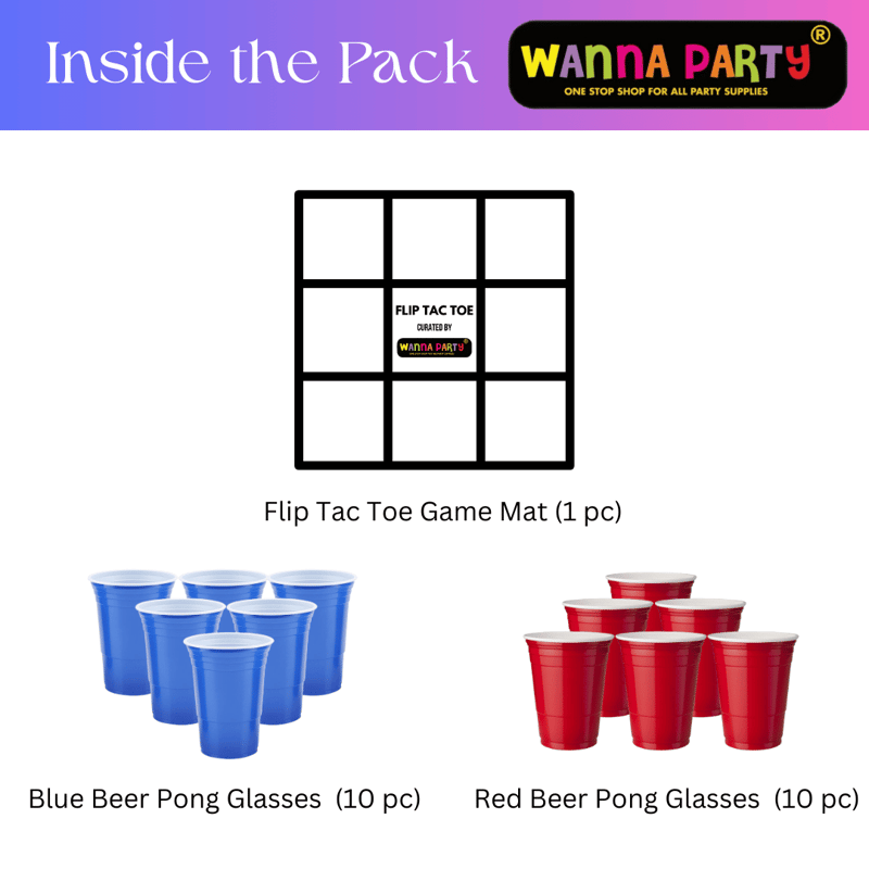 Wanna Party FliP Tac Toe Game with Red & Blue Glasses and Tic Tac Toe ...
