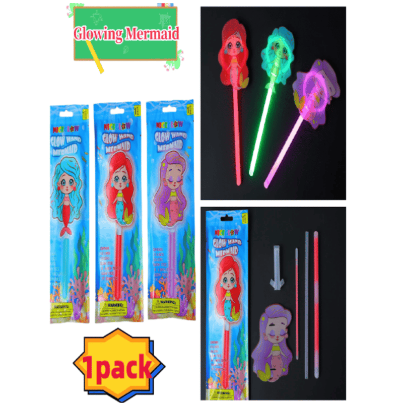 Wanna Party GID Mermaid Sticks Glow in The Dark Mermaid Party Wand for ...