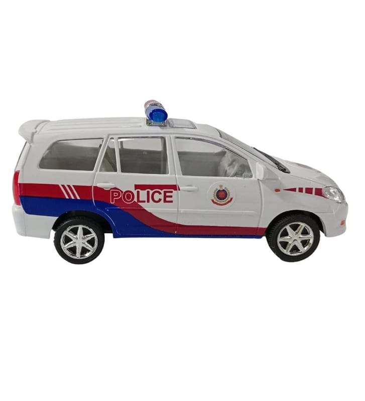 Plastic Innova Crysta Pull Back Police Car For Kids (White) PID50411