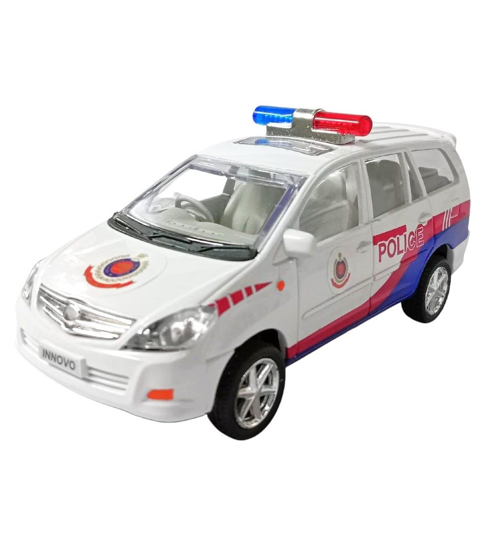 Plastic Innova Crysta Pull Back Police Car For Kids (White) PID50411
