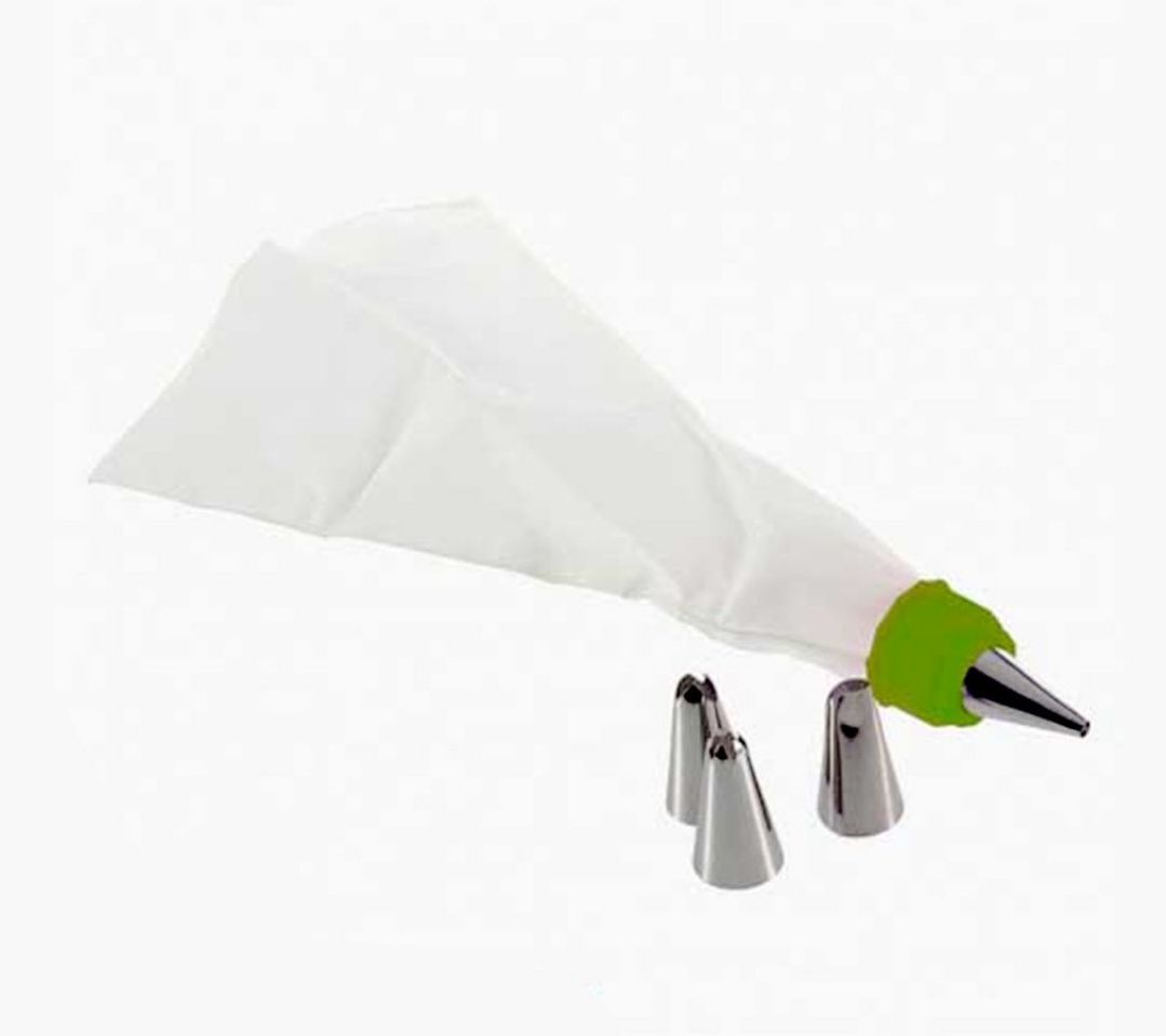 Pack Of 3_Cake Decorating Nozzle with Piping Bag Stainless Steel Piping ...
