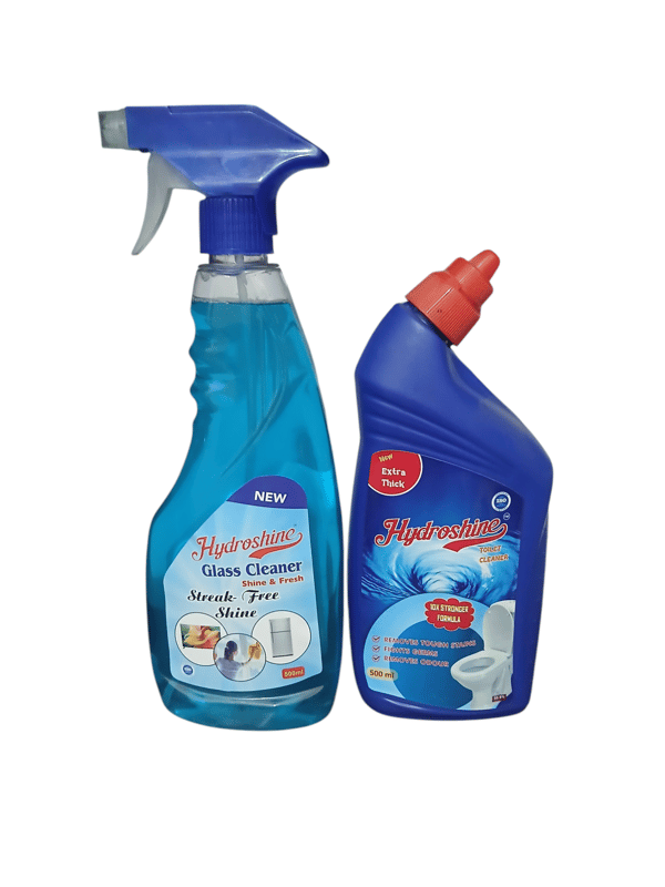 HydroShine Glass Cleaner 500ml Streak Free Shine and HydroShine Toilet ...