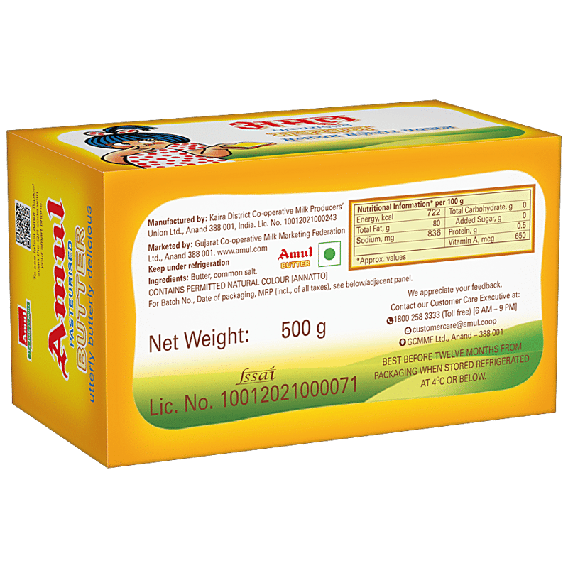 Amul Pasteurised Butter, 500 G Carton