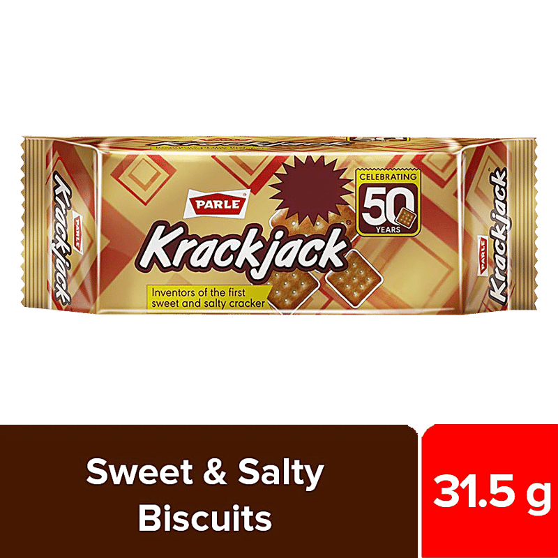 Parle Krackjack Original, Sweet & Salty Cracker Biscuits, 31.5 G Pouch