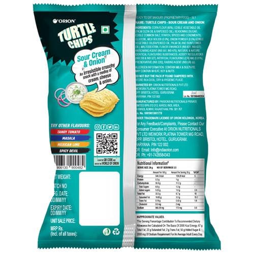 Orion Turtle Chips, Sour Cream & Onion, 70 G Pouch