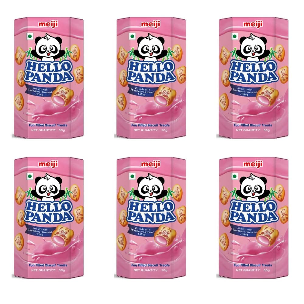 Meiji Hello Panda Biscuits With Strawberry Flavoured Filling (Pack Of 6 ...