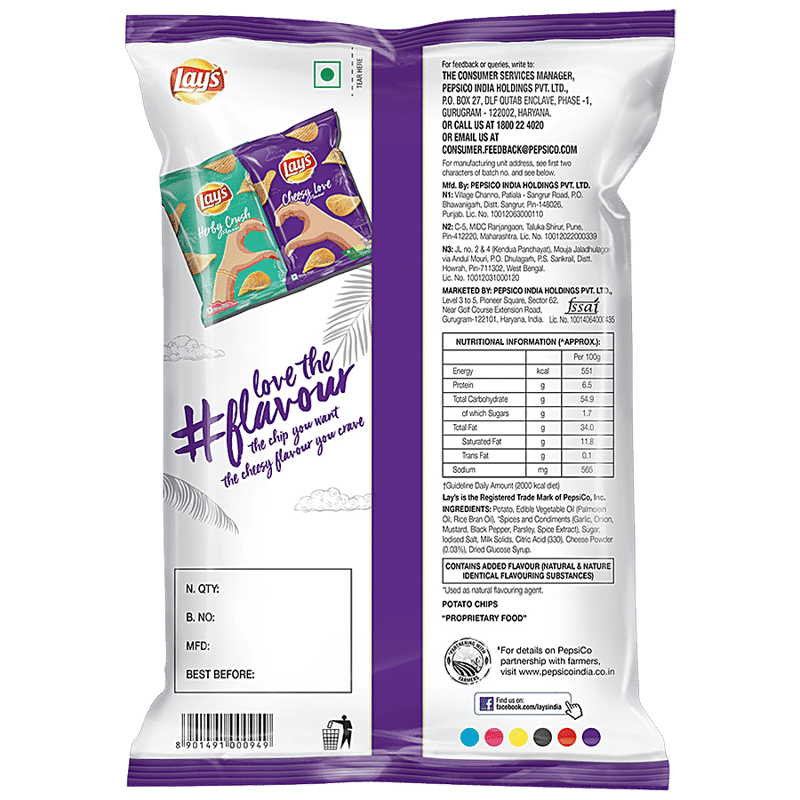 Lays Potato Chips, Cheesy Love, 50 G