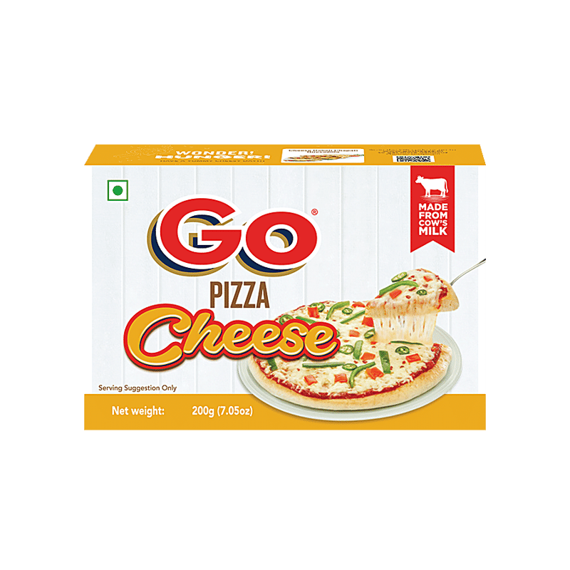 Go Processed Pizza Mozzarella & Cheddar Cheese, 200 G Carton