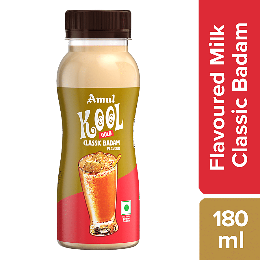 Amul Kool Classic Badam Flavoured Milk, 180 Ml Pet Bottle