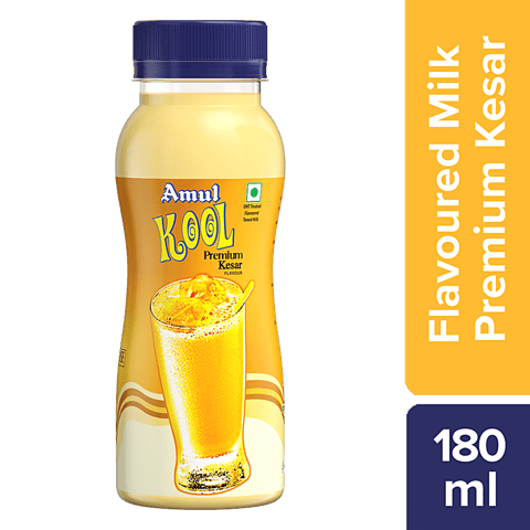 Amul Kool Flavoured Milk - Premium Kesar, 180 ml Pet Bottle