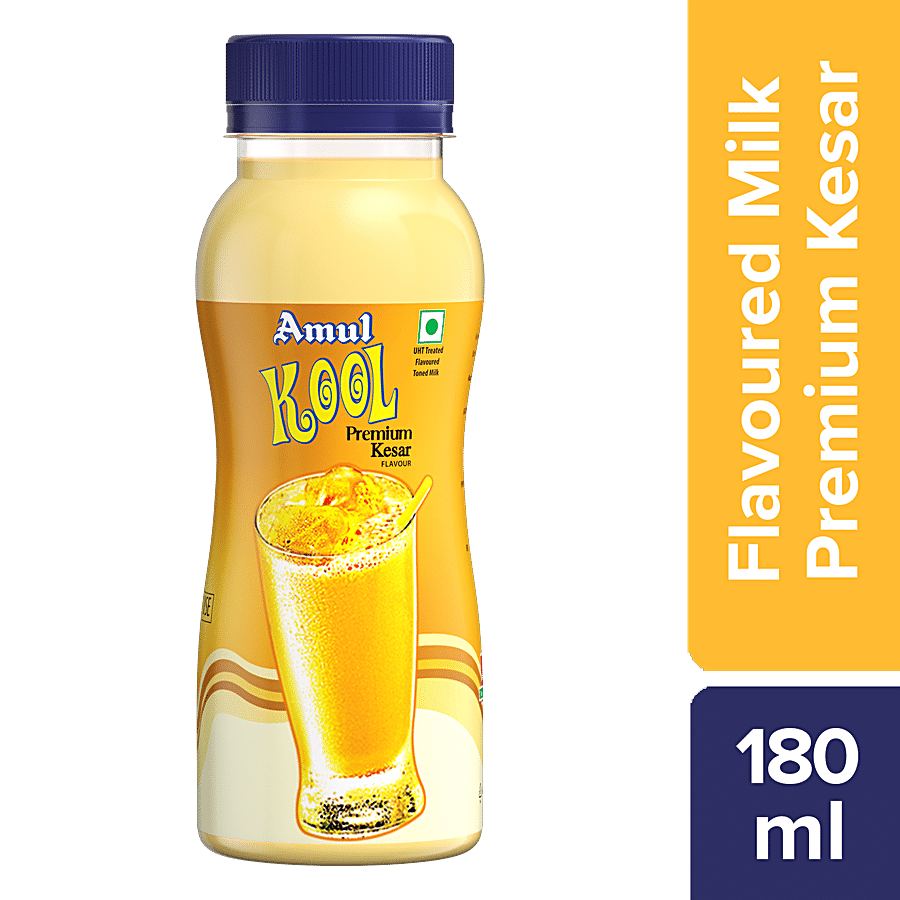 Amul Kool Flavoured Milk - Premium Kesar, 180 ml Pet Bottle