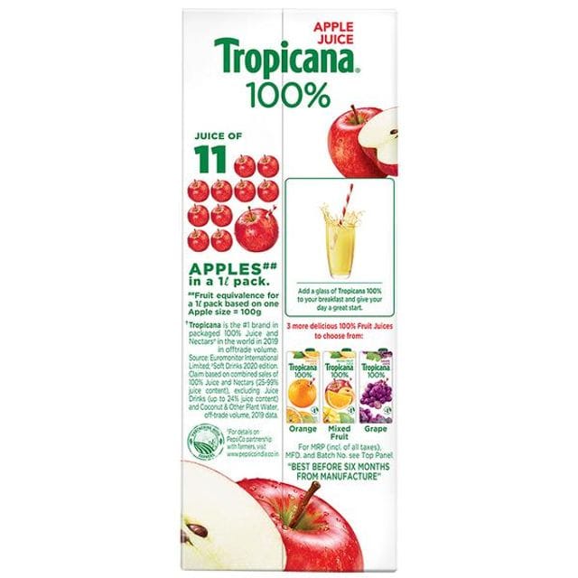 Tropicana Apple Juice, No Added Sugar & Preservatives, 200Ml