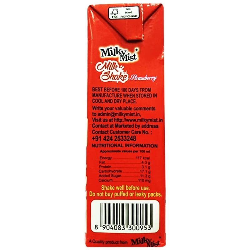 Milky Mist Milk Shake Strawberry, 180Ml
