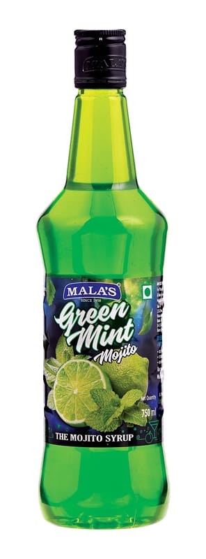 Mala's, Fruit Mocktail Syrup Green Mint, 750Ml, 1 Count, Liquid