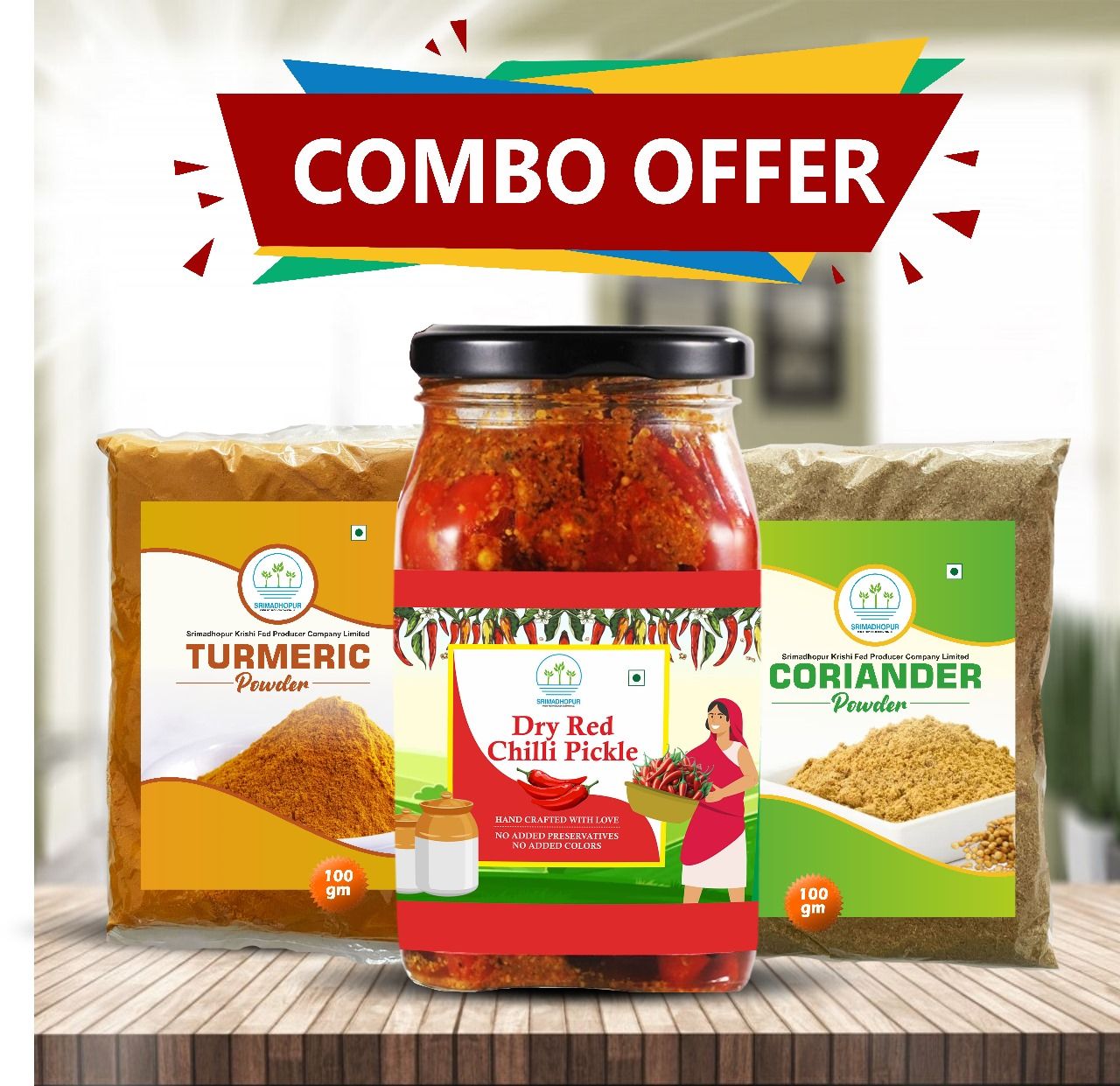 Combo Pack of Pickle , Haldi and Dhaniya Powder