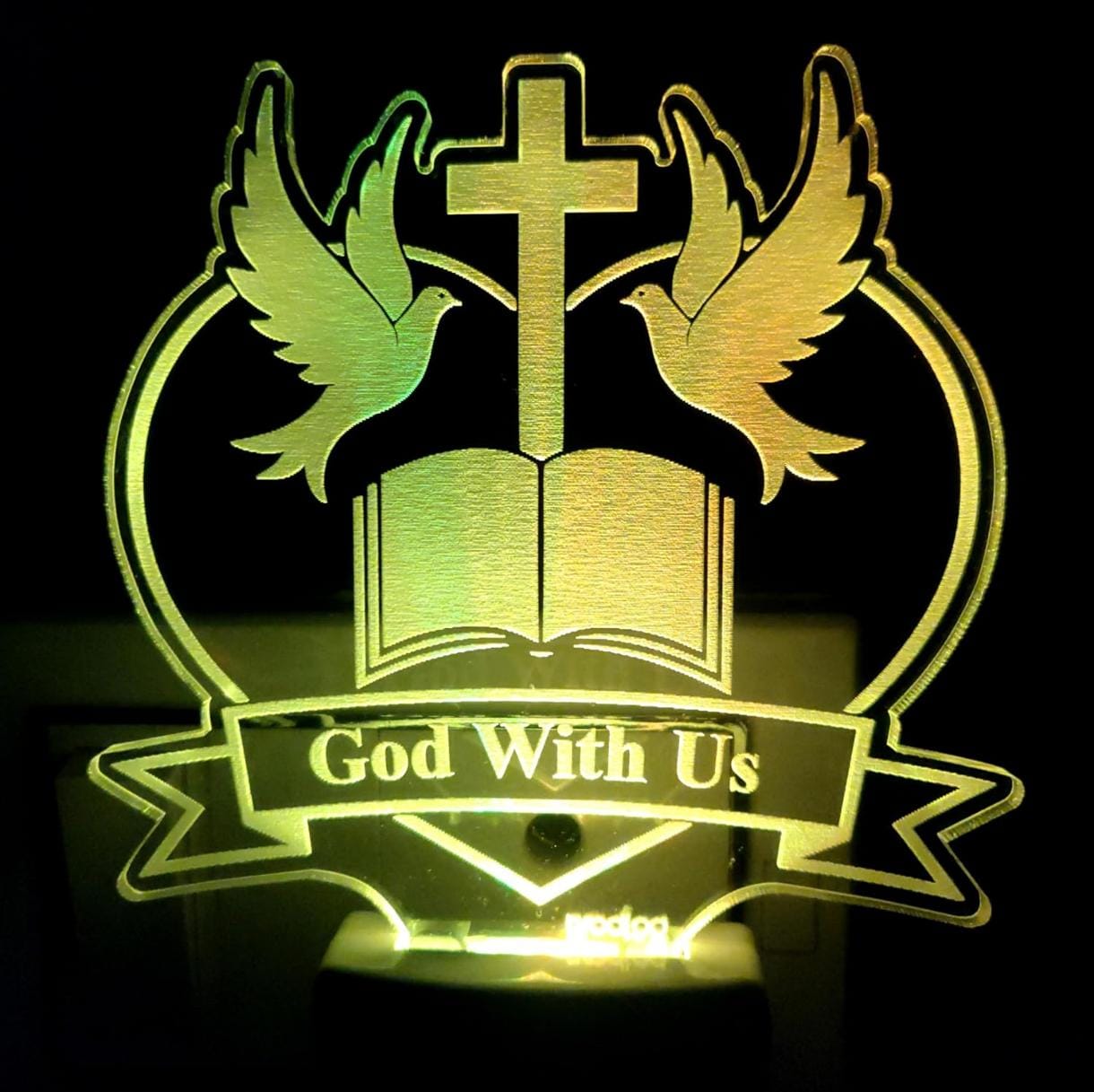 Lighted Cross and Doves Heart Sign