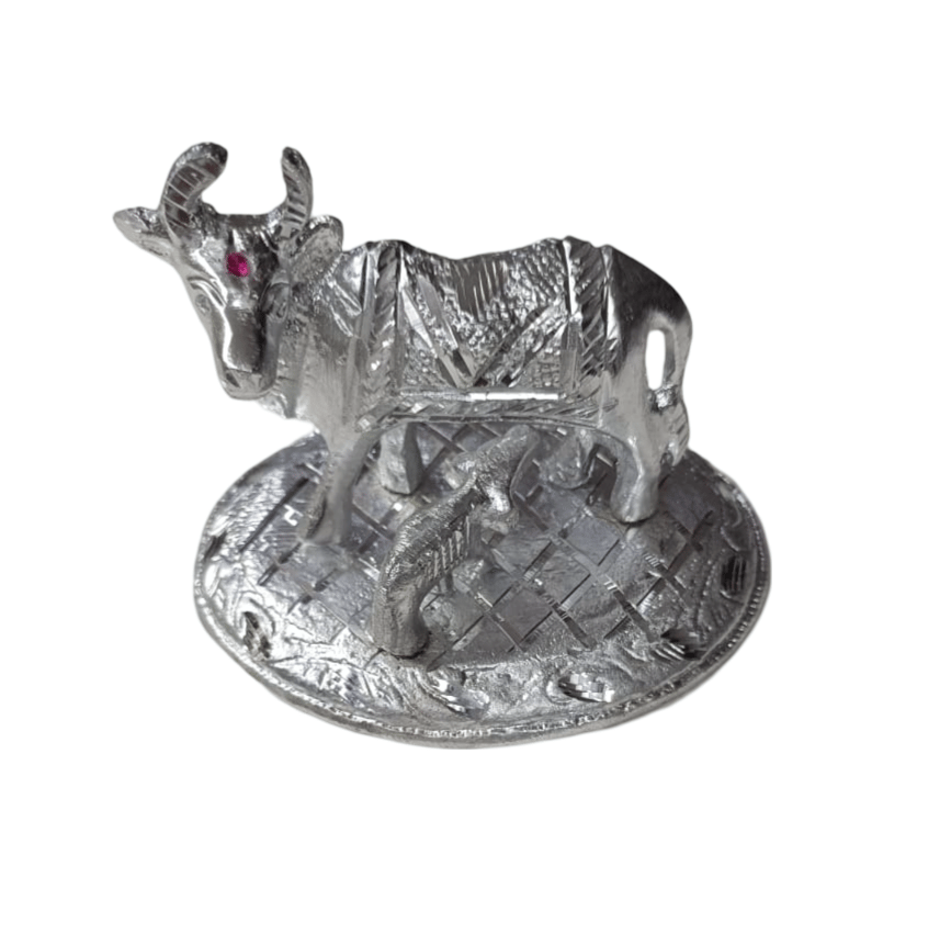 German Silver Cow and Calf Statue