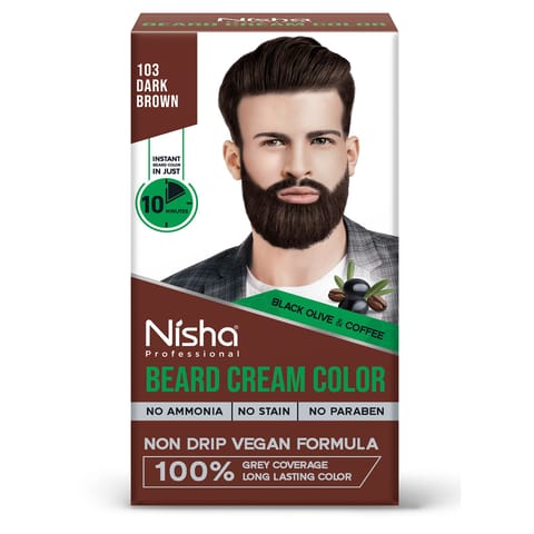 Nisha Beard Colour for Men Dark Brown 40g, Professional Beard Hair ...