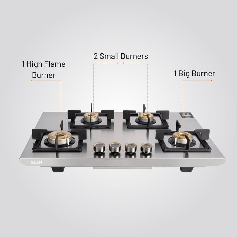 4 Burner Ultra Tuff Free Standing Hob with Forged Brass Burners Auto ...
