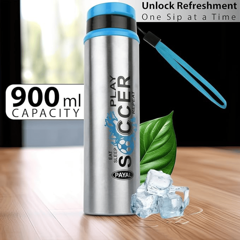 Stainless Steel Water Bottle with Sipper Cap - 900 mL | Hot & Cold Straw Bottle for Gym, Travel ...