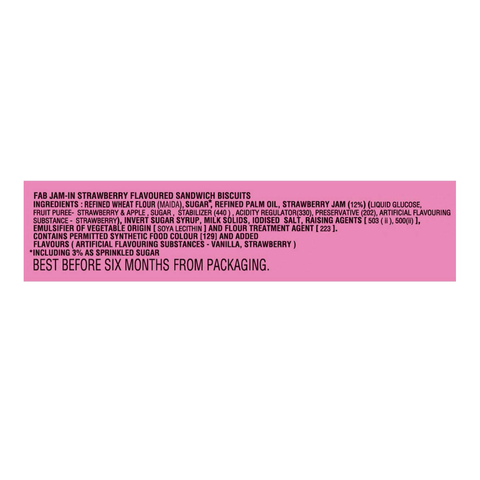 Parle Fab Jam In Strawberry Flavoured Jam Biscuits, 150 gm Pack