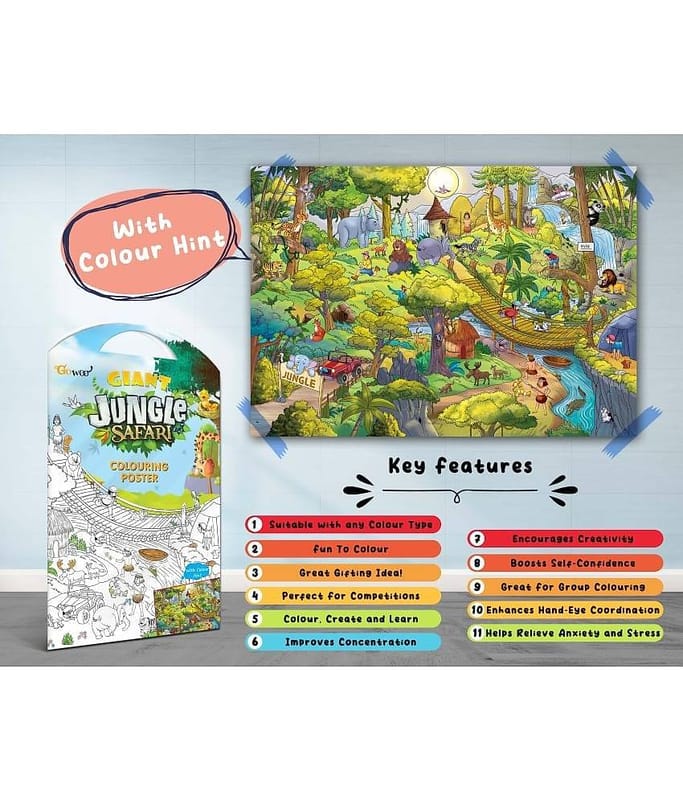 GIANT JUNGLE SAFARI COLOURING POSTER, GIANT AT THE MALL COLOURING ...